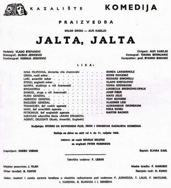 50 godina od praizvedbe mjuzikla "Jalta, Jalta" - Glazba.hr